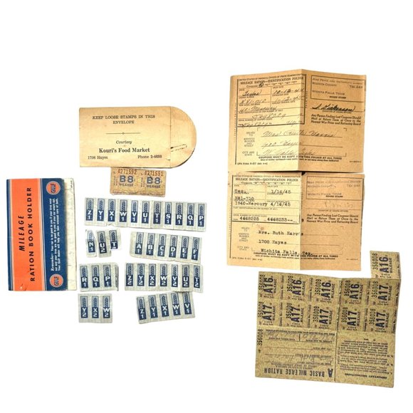 Other | Vintage Historic World War Ii Ration Stamps With Gulf Mileage ...